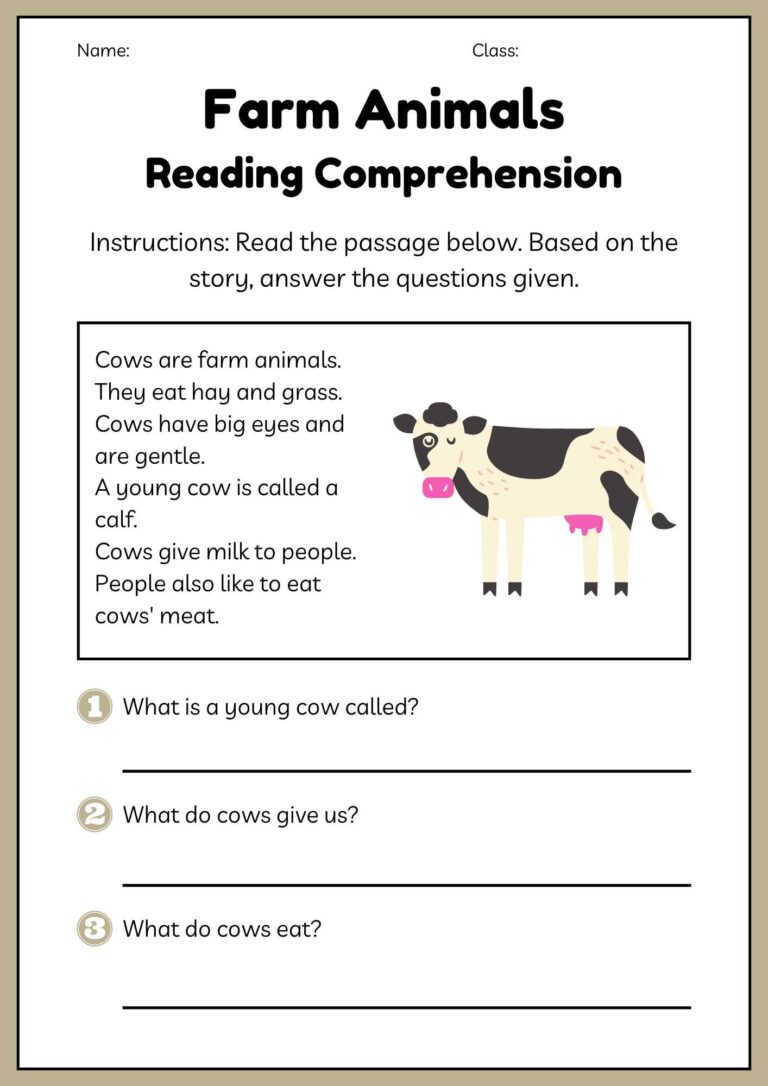 Farm Animals Reading Comprehension - Mobotoy