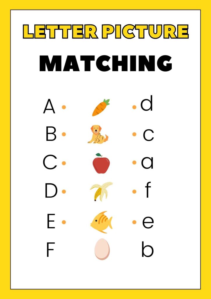 Letter picture matching worksheets for preschool - Mobotoy