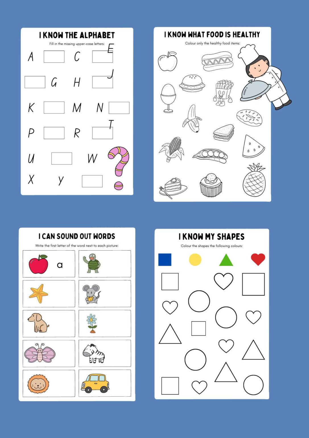 Preschool learning activity sheets - Mobotoy